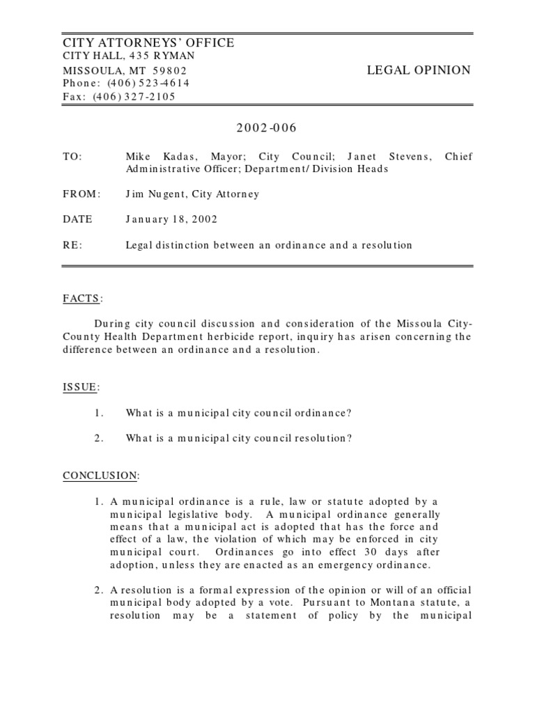 Ordinance Vs Resolution Docs | PDF | City Limits | Local Ordinance