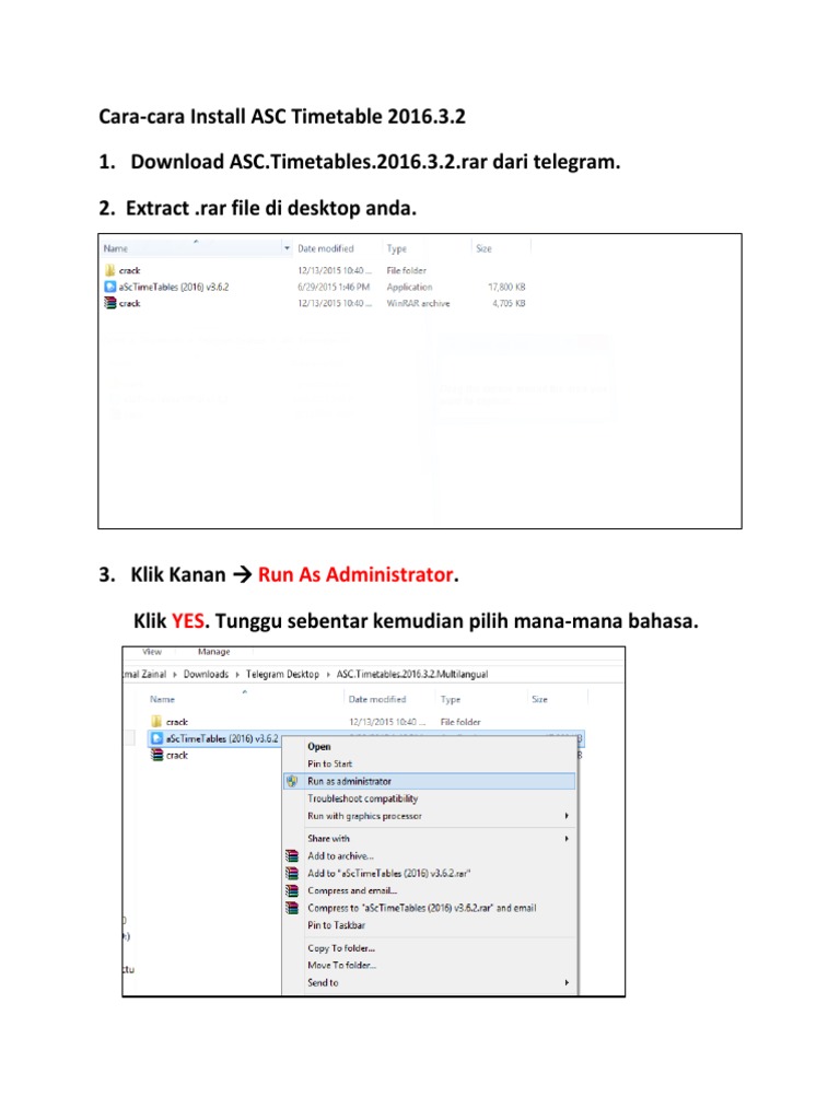 Tutorial Install ASC Timetable 2015 | PDF