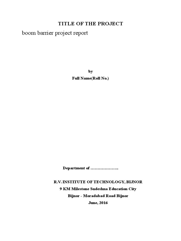 Polytechnic Project Report Front Paper Format | PDF | Institute Of ...