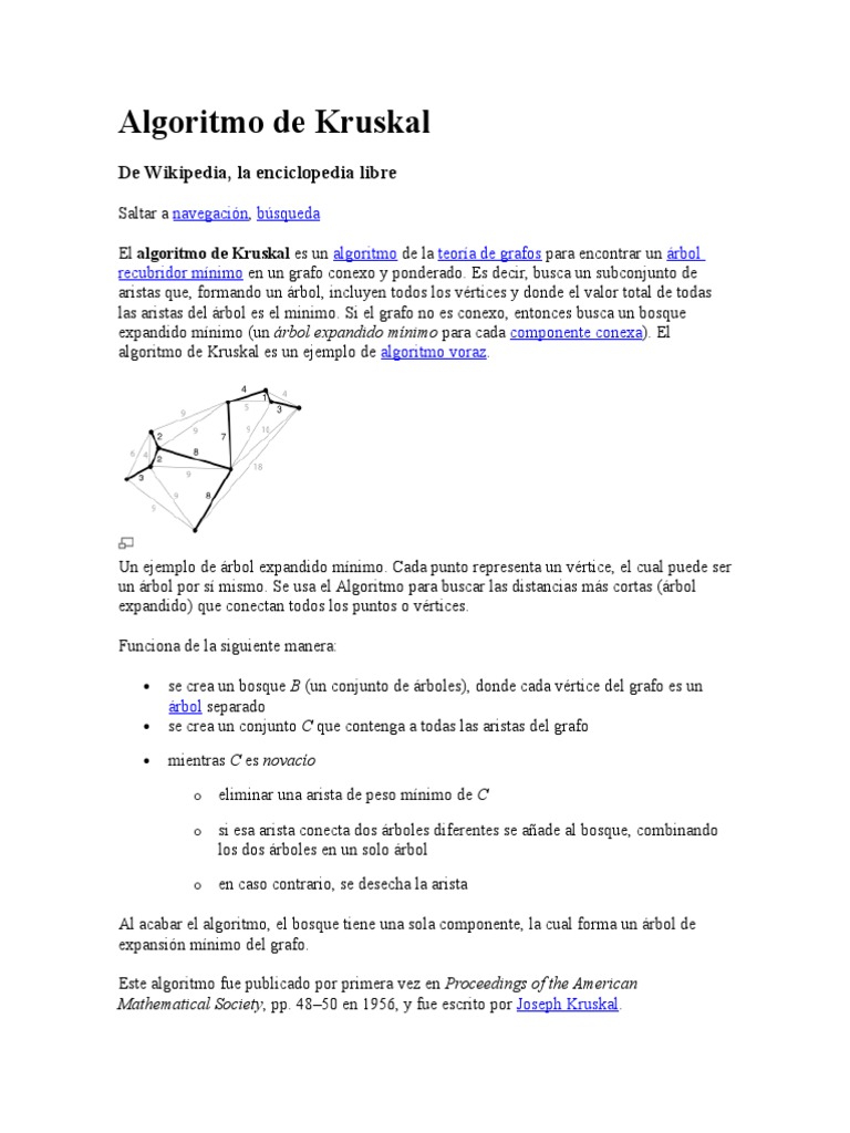 Algoritmo de Kruskal | PDF | Matemáticas discretas | Teoría de grafos