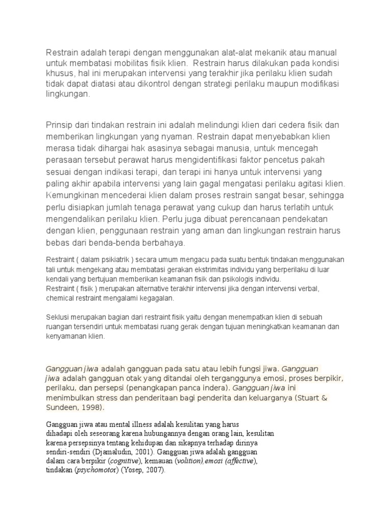 Restrain Adalah Terapi Dengan Menggunakan Alat | PDF