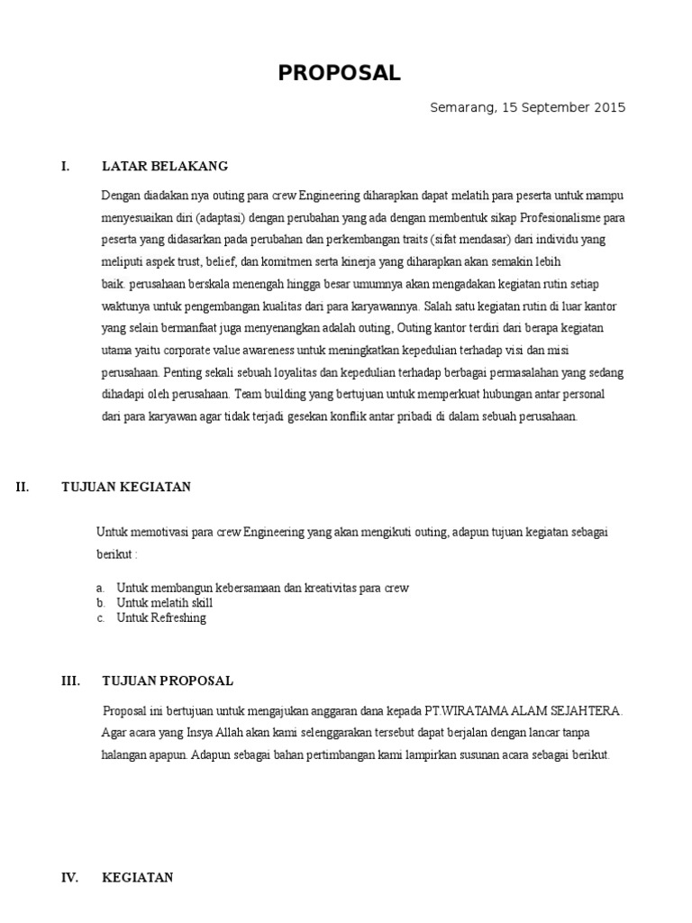 Proposal Outing | PDF | Karier & Perkembangan | Bisnis