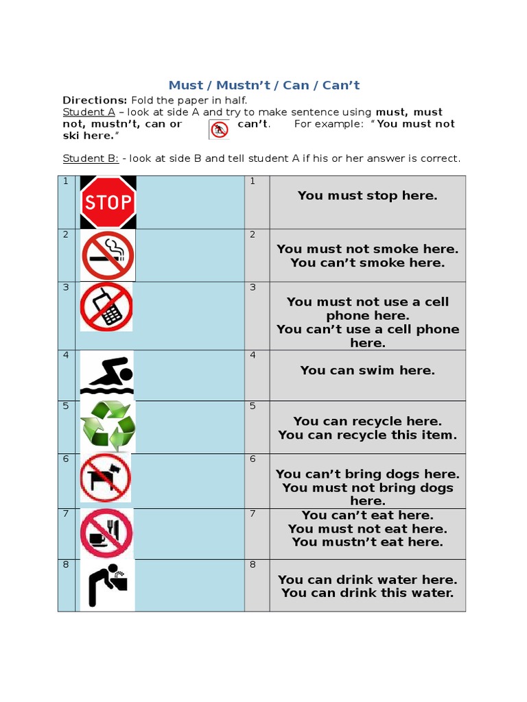 Modal Verbs: Must & Can Exercises | PDF