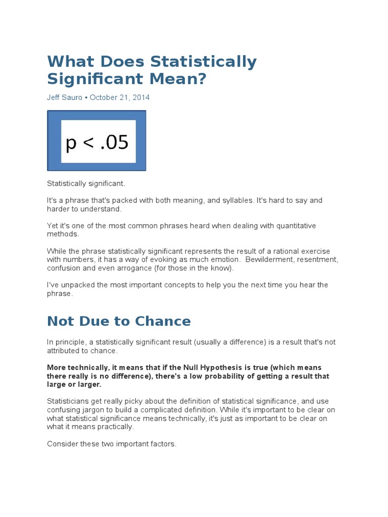 What Does Statistically Significant Mean | PDF | Statistical ...
