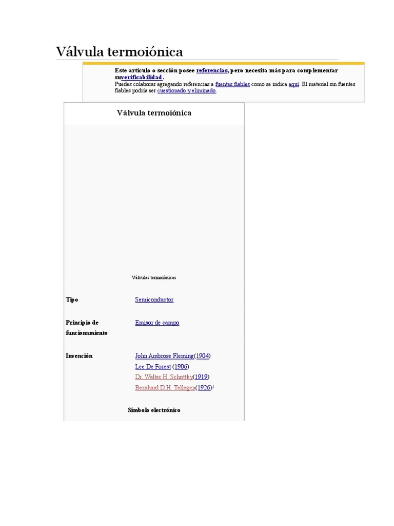 Historia y Uso de Válvulas Termoiónicas | PDF | Tubo vacío | Ciencias ...