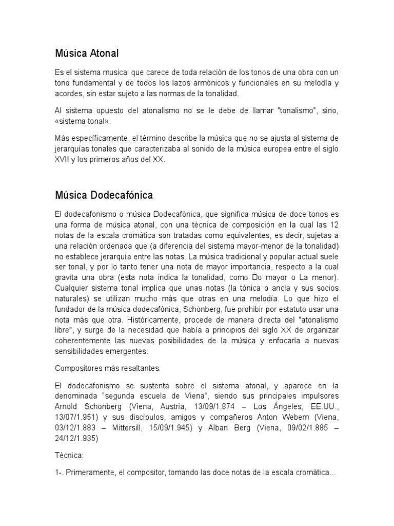 Música Atonal (Recuperado) | PDF | Teoría musical | Musicología