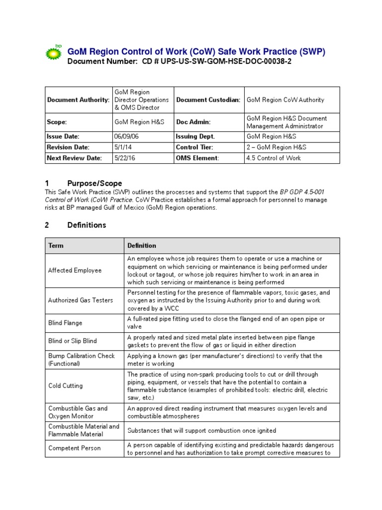 Control of Work | PDF | Audit | Risk