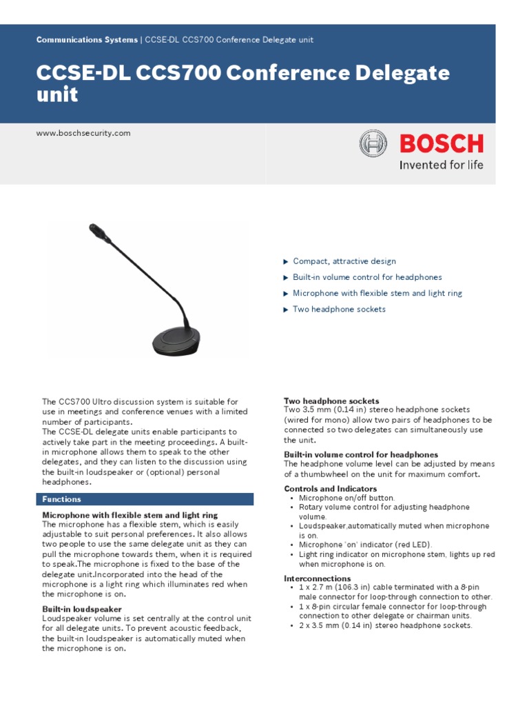 ccs-700-conference-system (1).pdf | Headphones | Electrical Connector