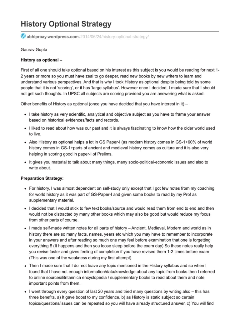 History Optional Preparation Guide | PDF | Test (Assessment)