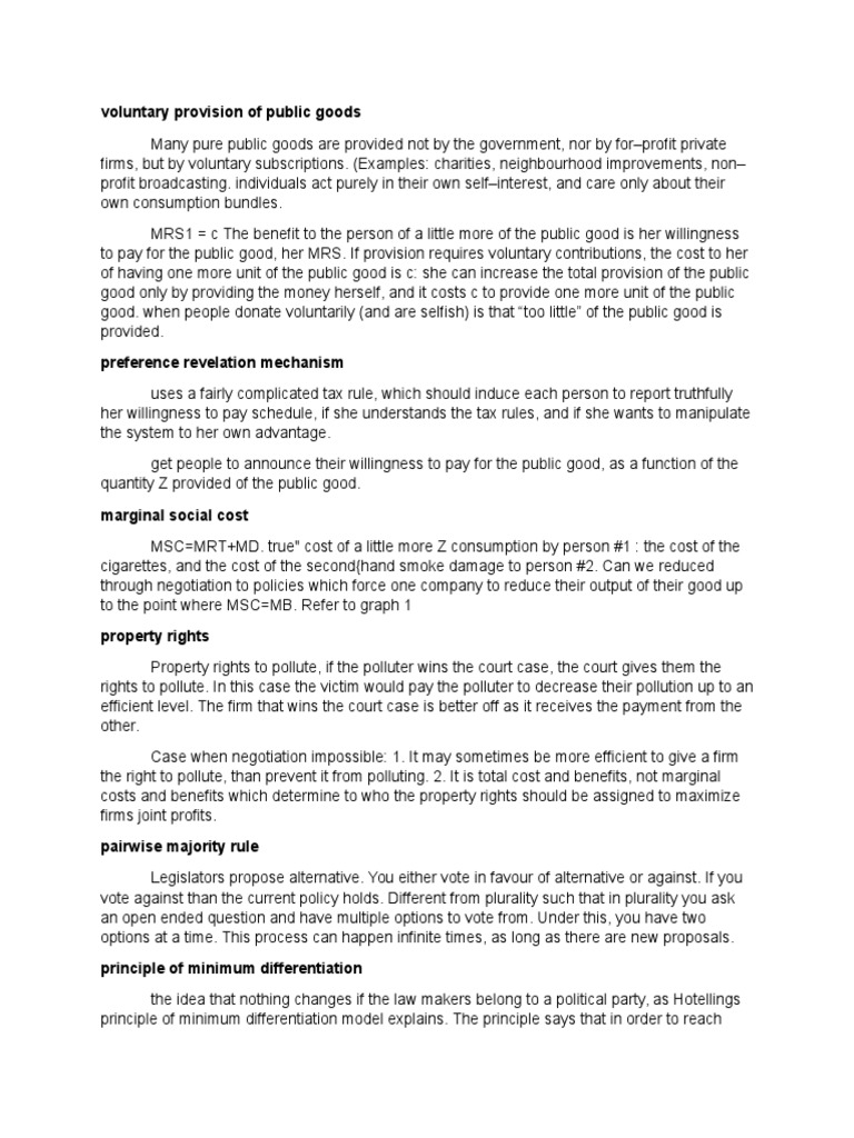 Voluntary Provision of Public Goods | PDF | Externality | Public Good