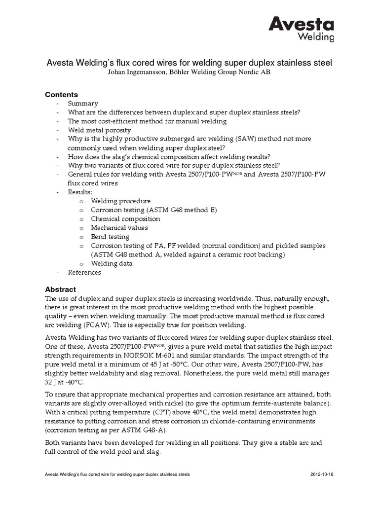 Duplex Ss WPS | PDF | Stainless Steel | Welding