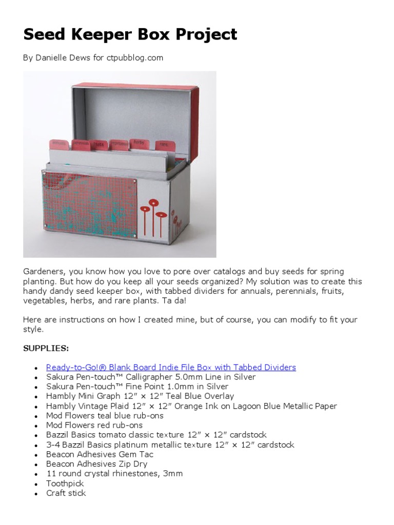 Seed Keeper Box Papercraft Project | PDF | Leisure