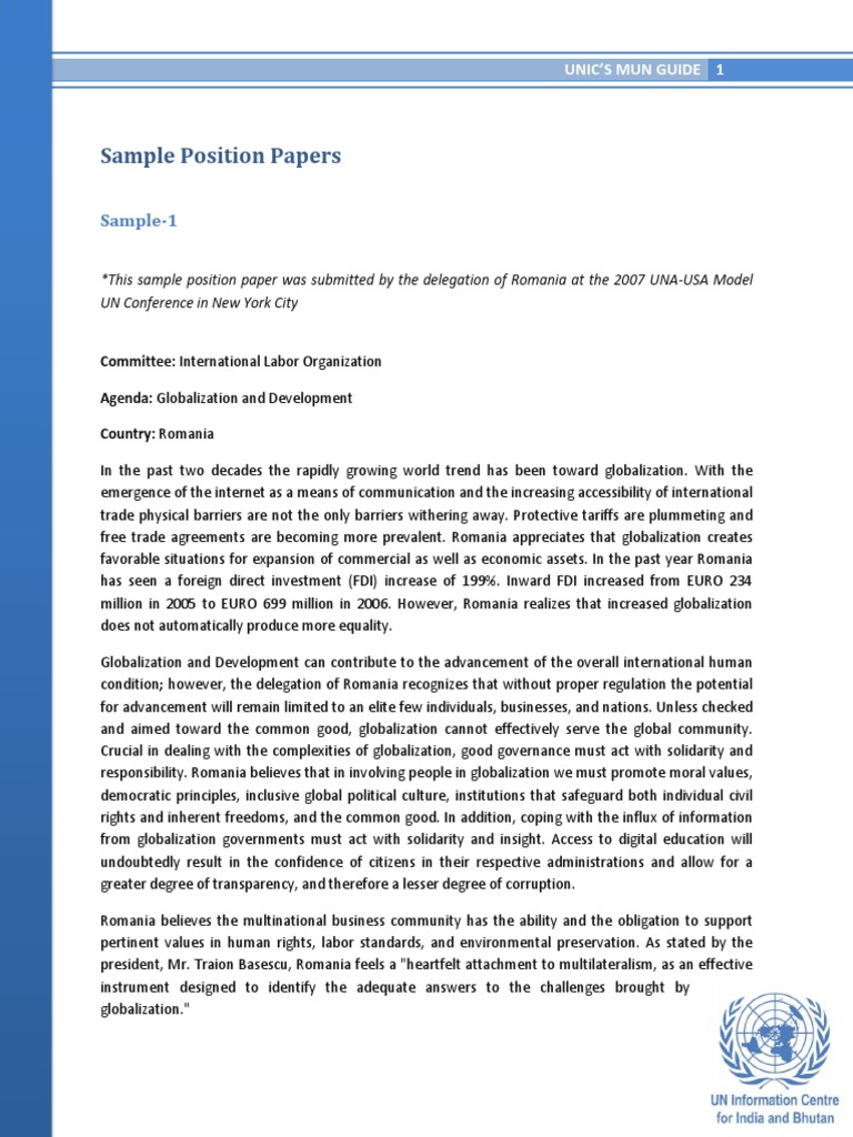 Sample Position Papers | PDF | Nuclear Proliferation | Weapons Of Mass ...