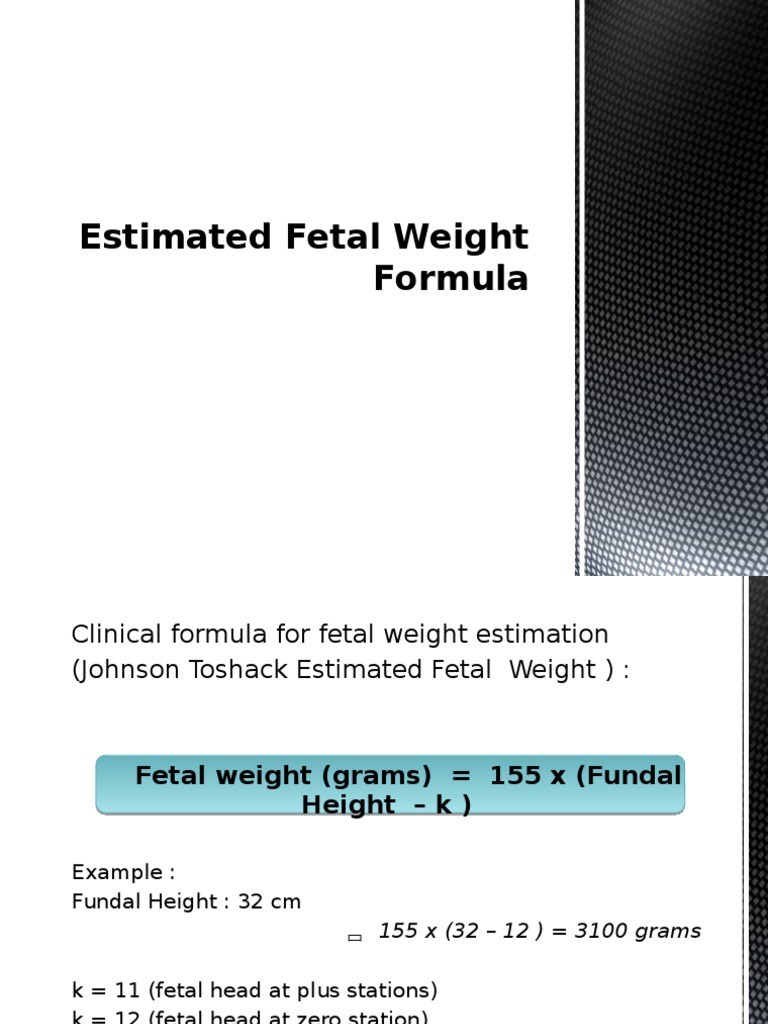 Johnson's Formula for Fetal Weight | PDF | Teaching Methods & Materials ...
