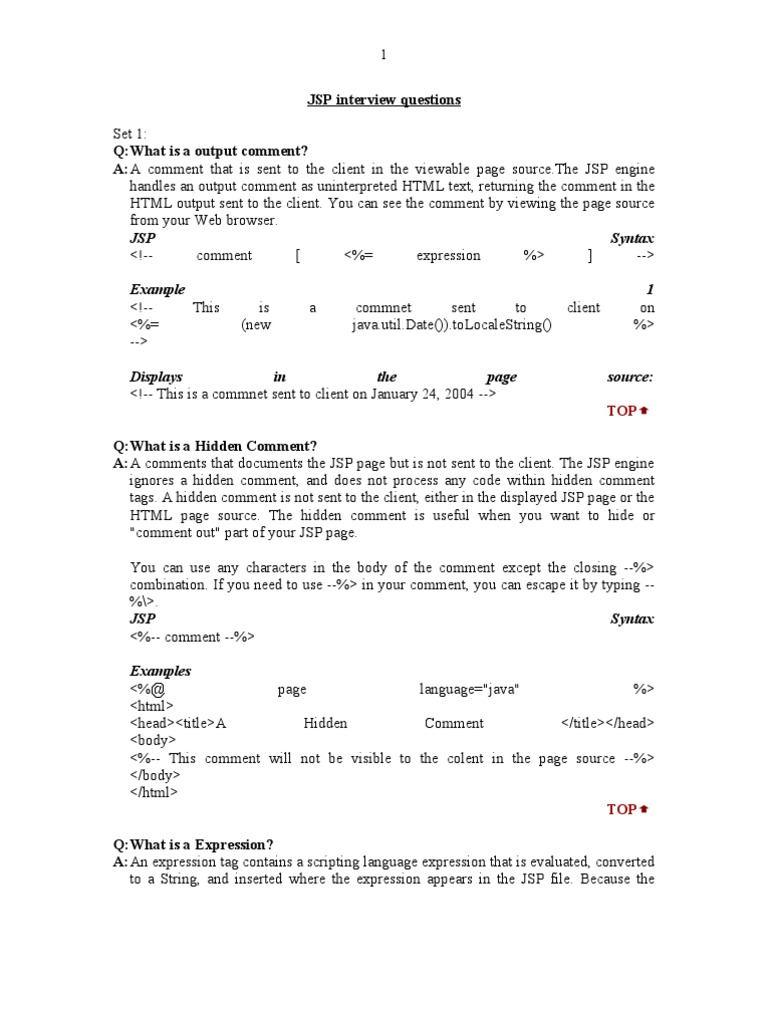 Jsp Interview Questions Pdf Java Server Pages Java Servlet