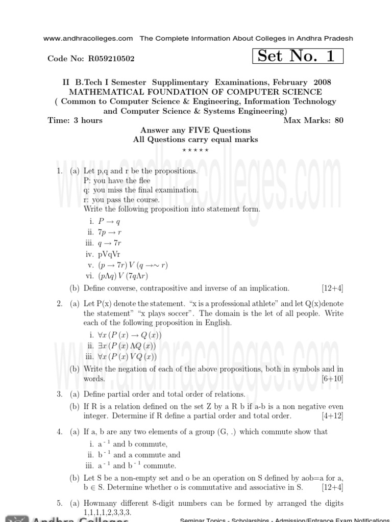 08 r059210502 Mathematical Foundation of Computer Science | PDF ...