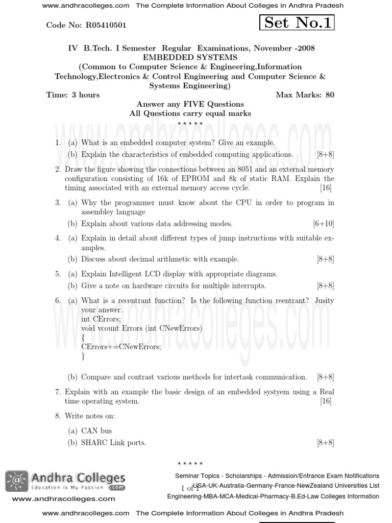 R05410501 Embedded Systems Pdf Embedded System Computer Program