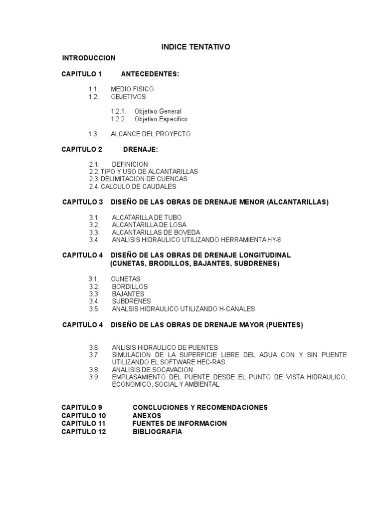 Indice Tentativo para Un Tema de Proyecto de Grado | PDF