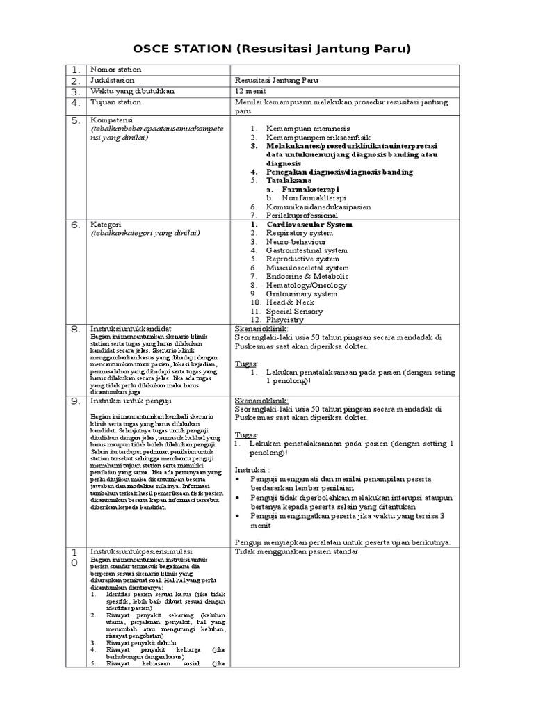 Soal Osce CPR | PDF | Kesehatan Holistik | Sains & Matematika