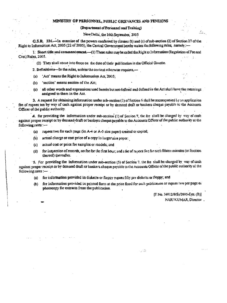 Central Govt RTI Rules | PDF | Government Information | Government