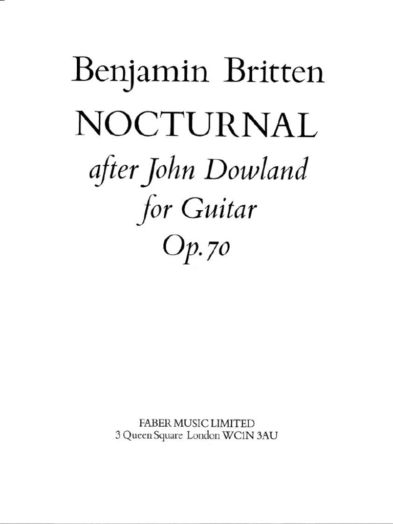 Britten Benjamin Nocturnal Op 70 Arr Julian Bream Sheet | PDF