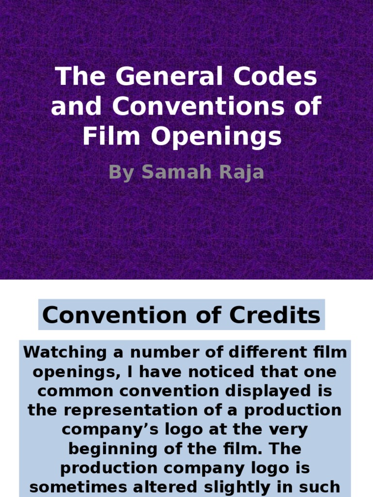 General Codes and Conventions of Film Openings | PDF | Entertainment ...