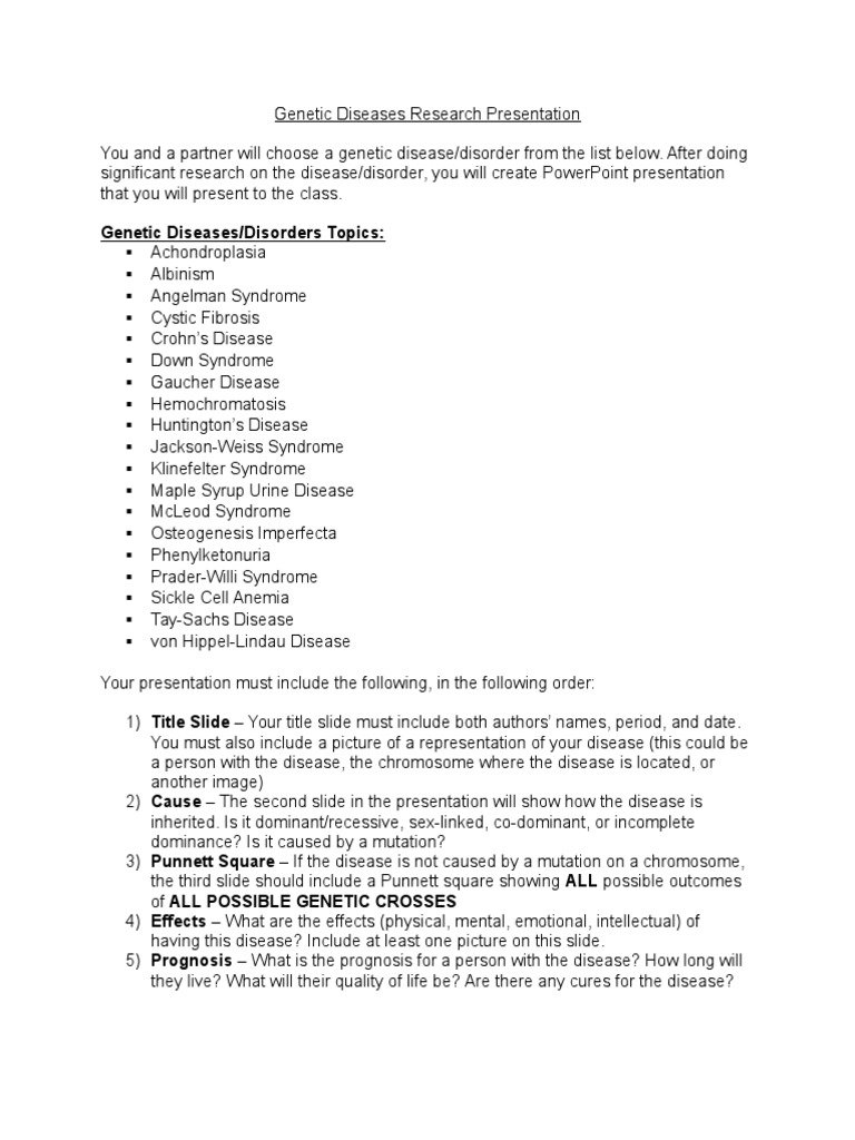 Genetic Diseases Research Presentation | PDF | Self-Improvement