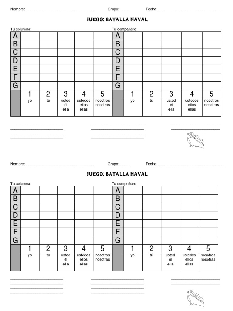 Batalla Naval Verbos | PDF | Verbo | Juego de azar