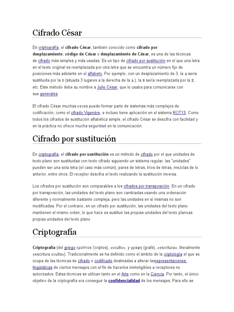 Cifrado César | PDF | Criptografía | Cifrado
