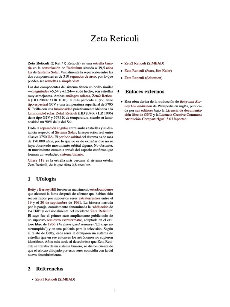 Zeta Reticuli | PDF | Agrupaciones estelares | Signo Astrológico
