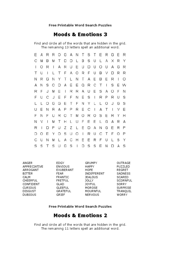 Free Printable Word Search Puzzles | PDF
