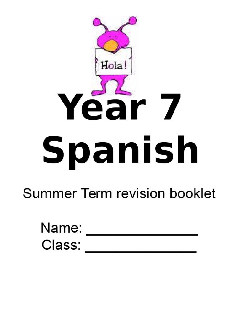 Year 7 Spanish Summer Revision Booklet 2010 | Download Free PDF ...