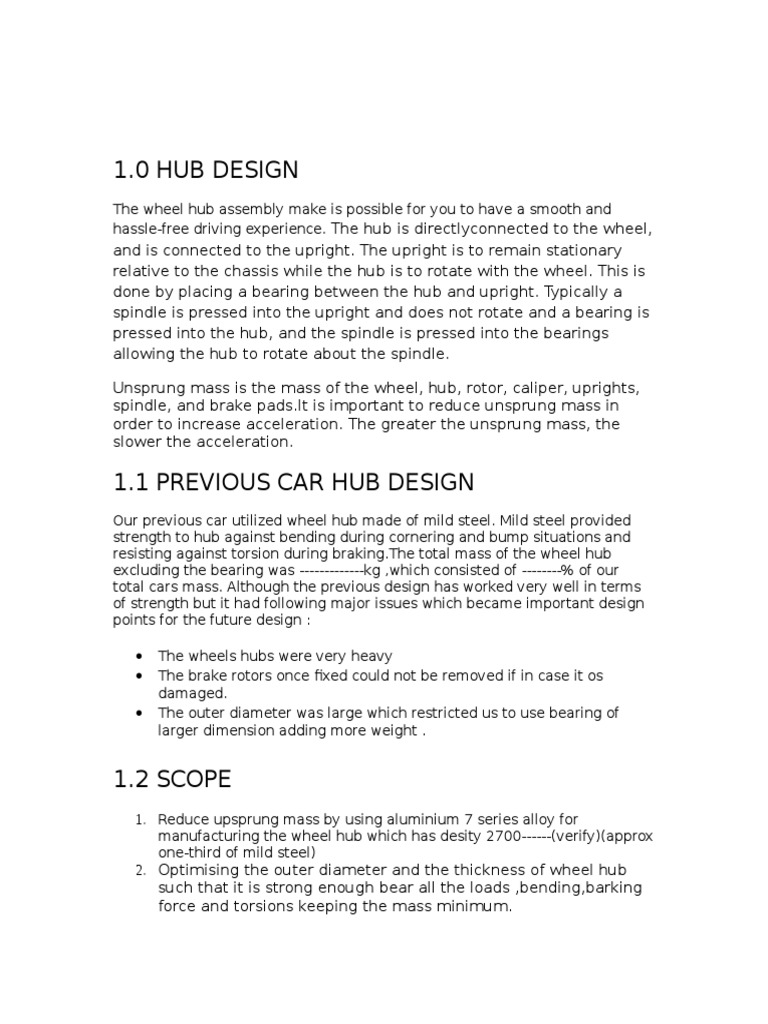 Wheel Hub Design Documentation | PDF | Bearing (Mechanical) | Aluminium