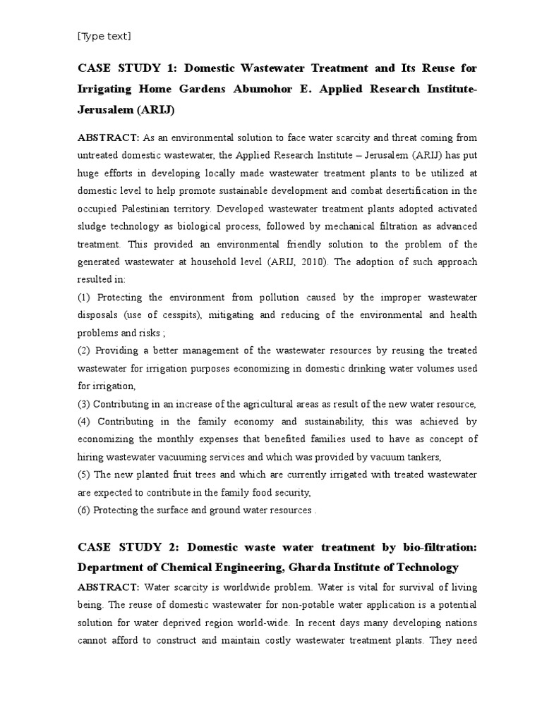 Case Study 1 | Wastewater | Water Resources