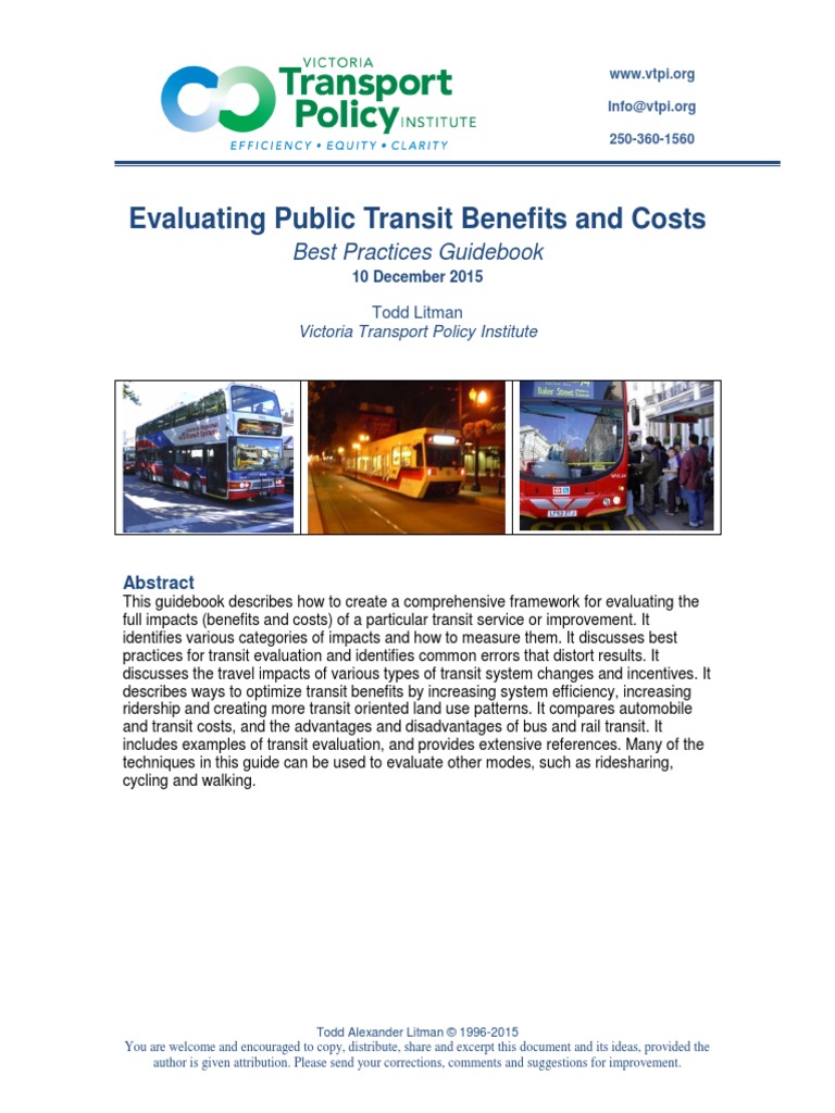 Evaluating Public Transit Benefits and Costs | PDF | Public Transport ...