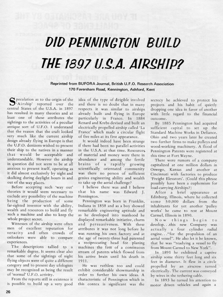 Edward J. Pennington Airship Articles | PDF