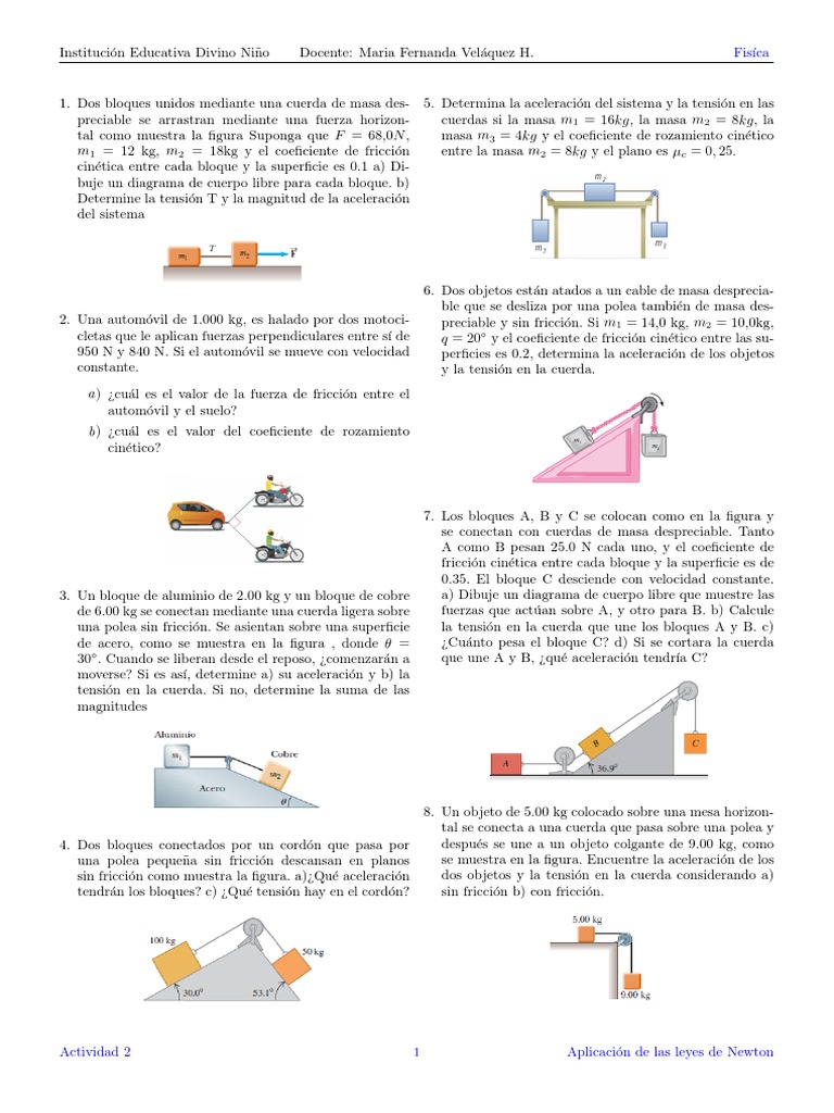 Actividad 2 (Aplicaciones de Las Leyes de Newton PDF | PDF | Masa | Las ...