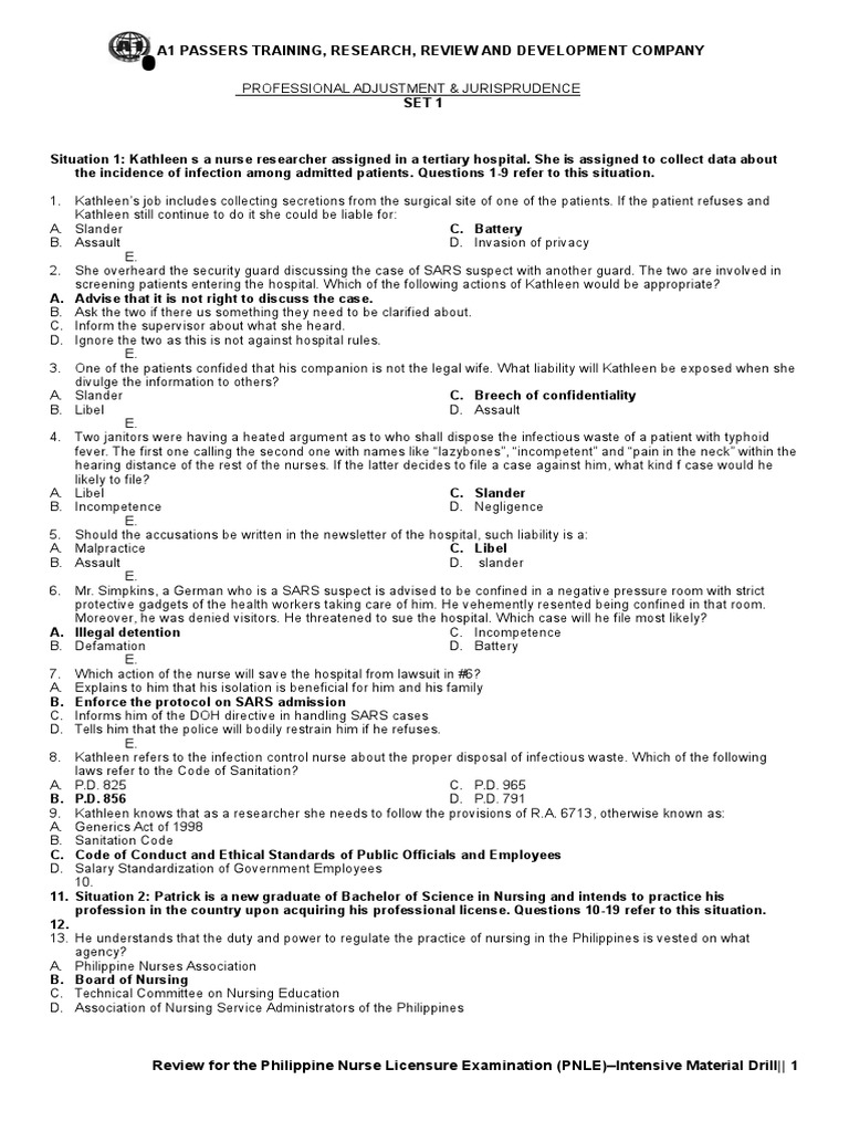 Professional Adjustment Practice Question | PDF