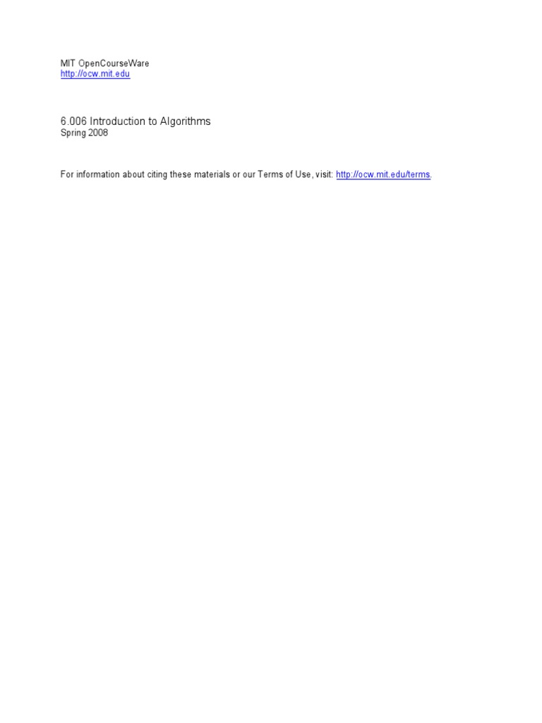 6.006 Introduction To Algorithms: Mit Opencourseware | PDF ...