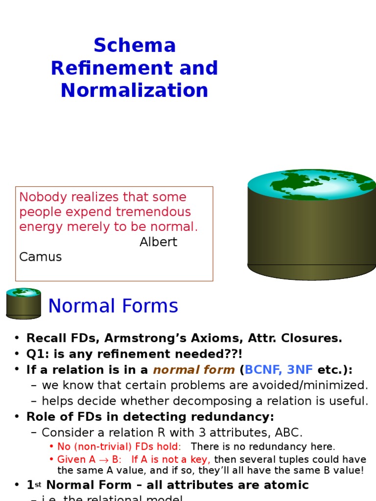 Schema Refinement and Normalization: Nobody Realizes That Some People ...