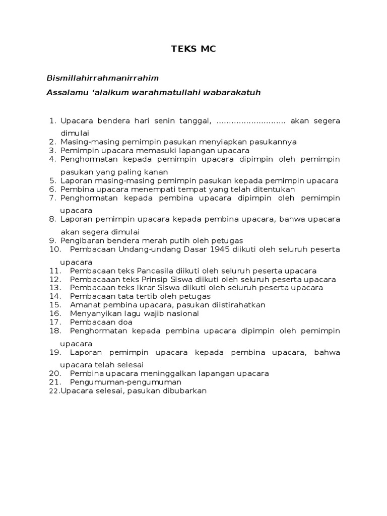 Teks Pembawa Acara Upacara - tukaffe.com