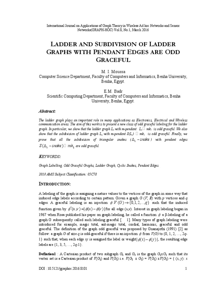 Ladder And Subdivision Of Ladder Graphs With Pendant Edges Are Odd Graceful Pdf Vertex