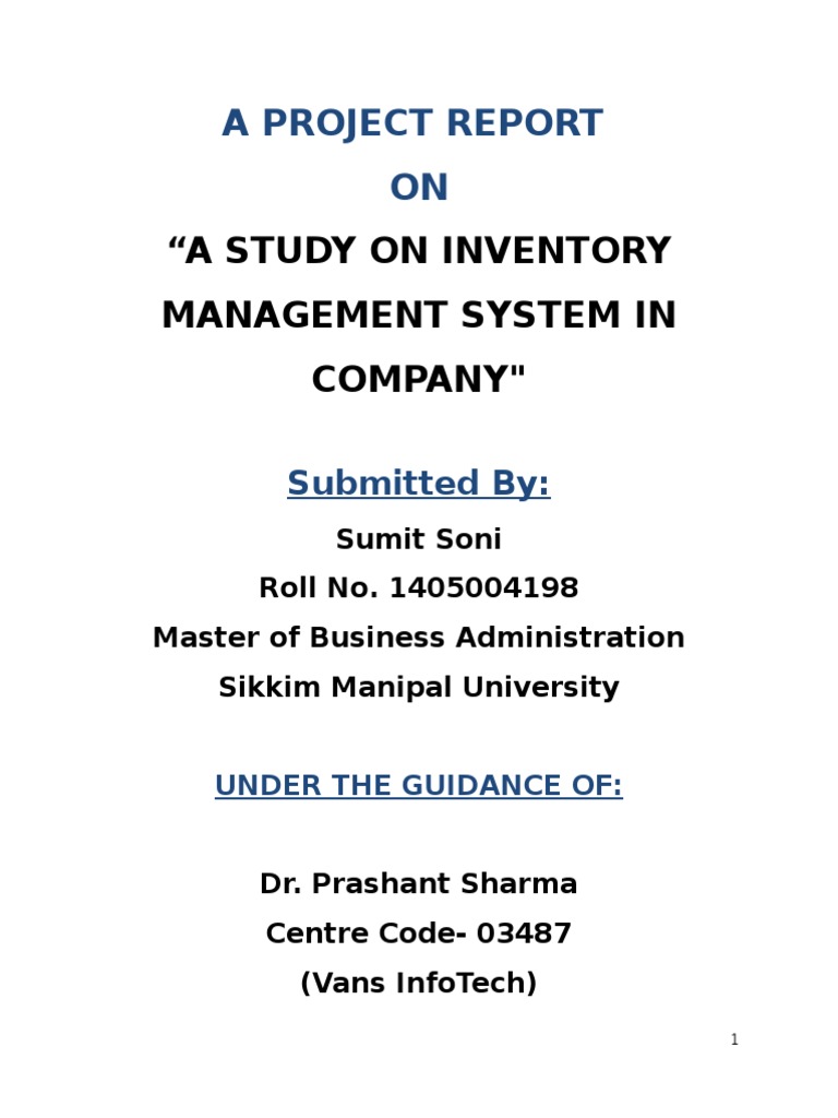 Project On Inventory Management System | PDF | Inventory | Investing