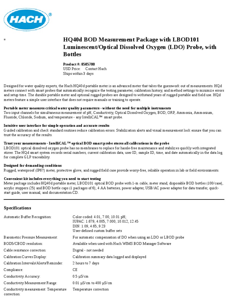 Hach HQ40-d | PDF | Calibration | Ph