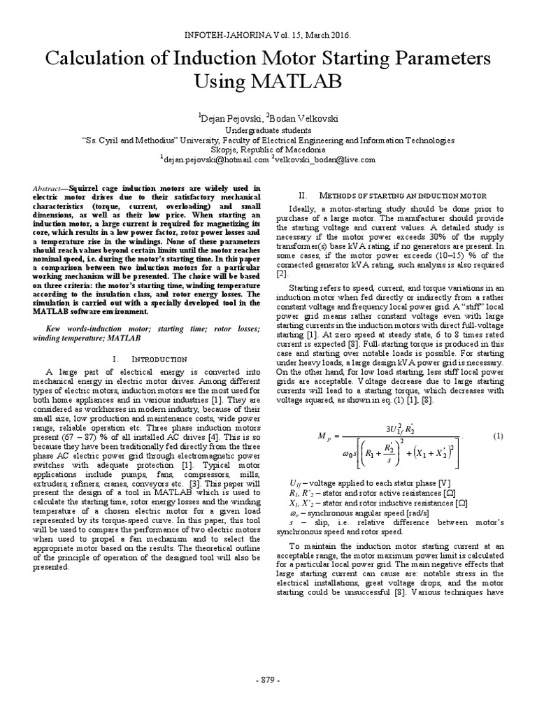 Induction Motor Starting Current Analysis | PDF | Electric Motor ...