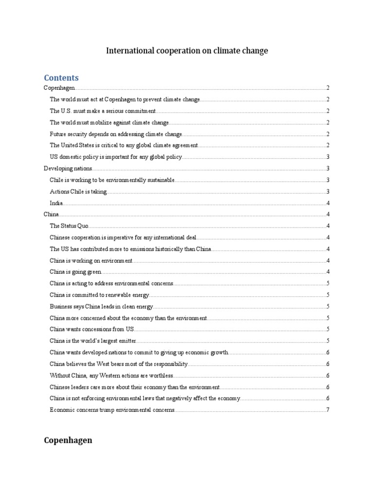 Global Climate Change Cooperation Strategies | PDF | Climate Change ...