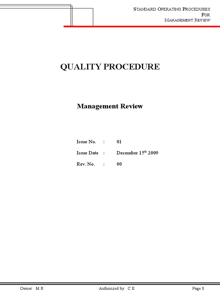 SOP for Management Review Process | PDF | Agenda (Meeting) | Iso 9000