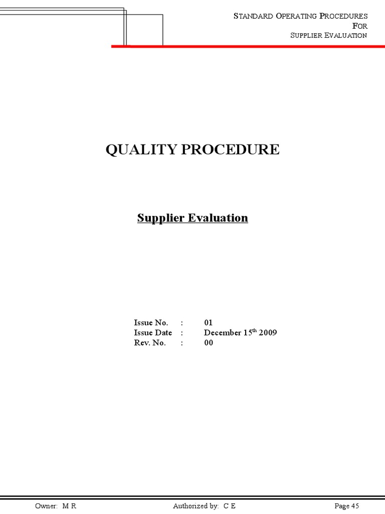 Supplier Evaluation SOP for Pharma Industry | PDF | Supply Chain ...