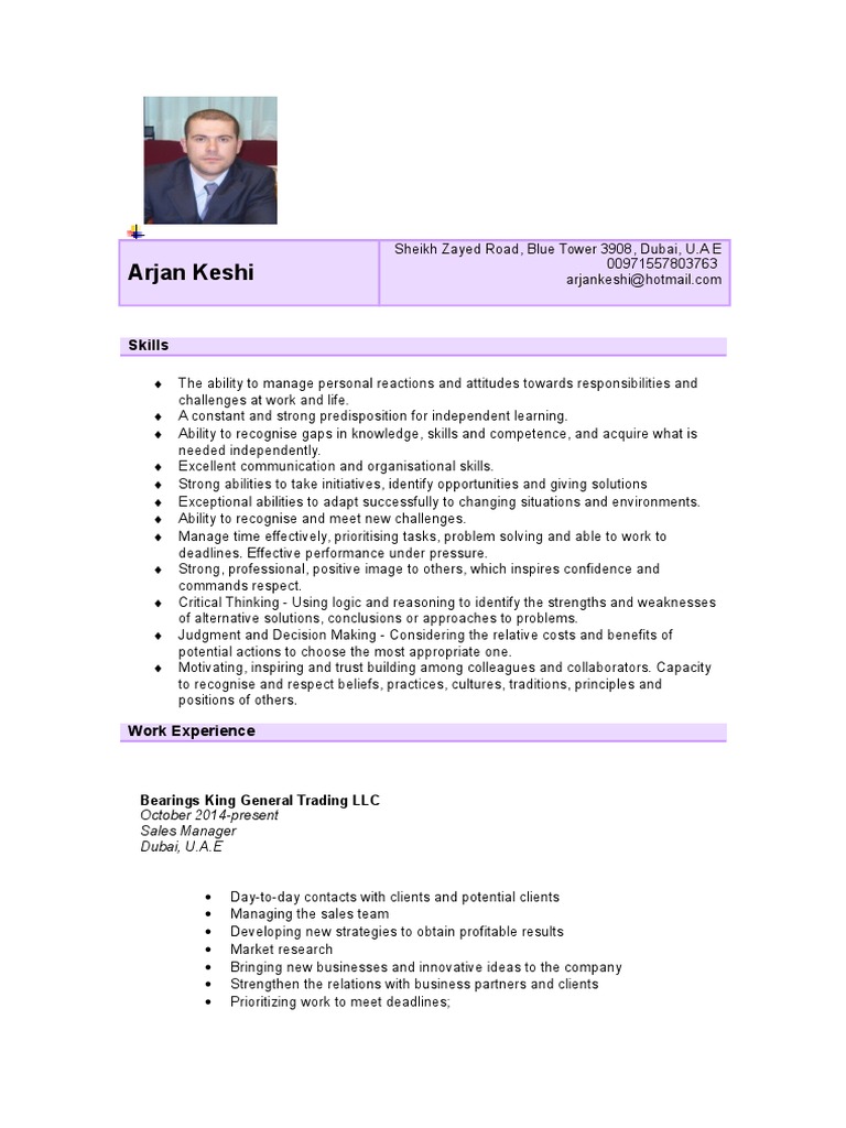 Keshi Arjan CV | PDF | Competence (Human Resources) | Cognition
