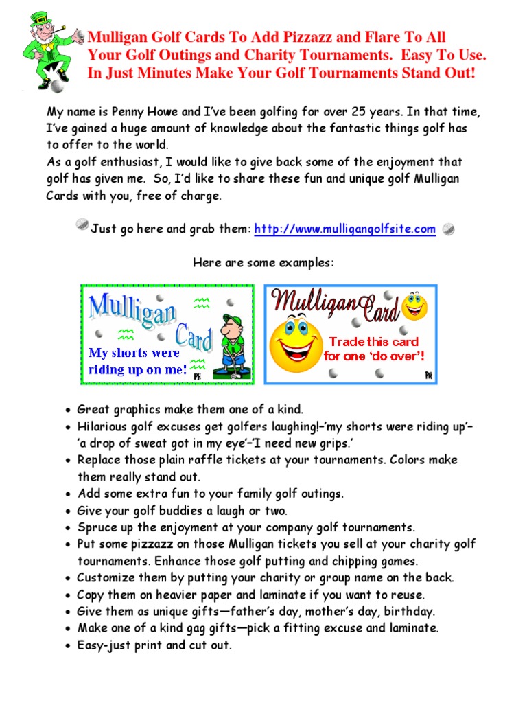 Fun Printable Mulligan Golf Cards | PDF | Individual Sports | Team Sports